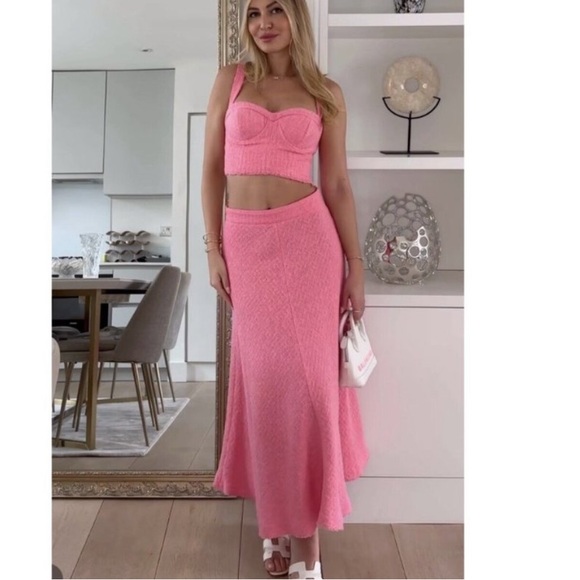 Zara | Skirts | 2 Piece Zara Pink Textured Tweed Matching Set Nwt ...